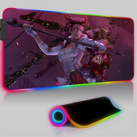 Led 마우스 패드 Rgb Apexlegends 마우스 패드 게이머 컴퓨터 책상 게임용 고무 Pc 액세서리 매트 키보드 노트북
