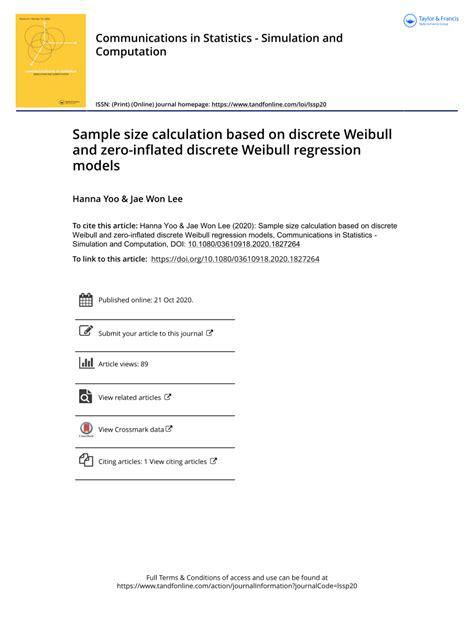 Pdf Sample Size Calculation Based On Discrete Weibull And Zero
