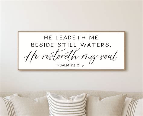 Scripture Wall Art Bible Verse Wall Art Psalm 23 Sign He Etsy