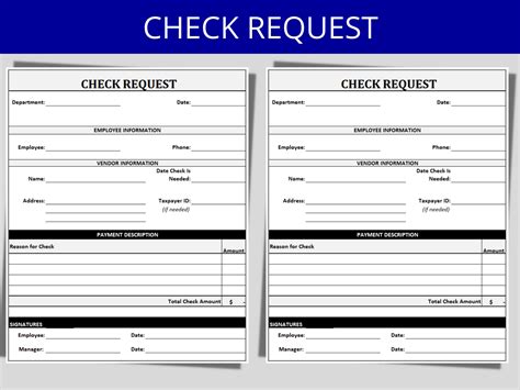 Check Request Form Ms Editable Excel Spreadsheet Expense Reimbursement Hr Template