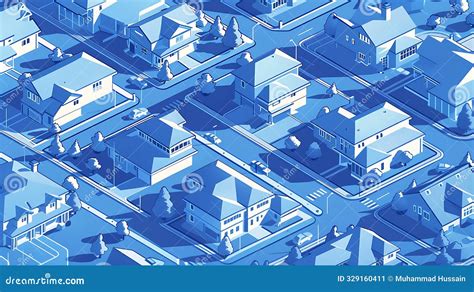 Isometric Blueprint Of A Neighborhood Plan Showing Zoning Laws And Permitted Land Uses Stock