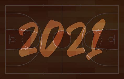 2021 년 새해 농구 필드 인사말 카드 와 문자 크리스마스와 새해 축하를위한 창조적 인 농구 장 배경 스포츠 인사말 카드 12월에 대한 스톡 벡터 아트 및 기타 이미지