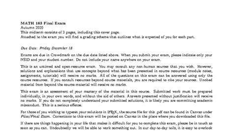 Math 163 Final Exam Guidelines And Grading Criteria Autumn 2020 Studocu