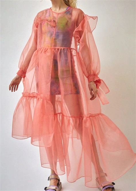 Tiered Sheer Organza Dress With An Exaggerated Oversized Organza Dress Cover Up Silk Sheer Gown