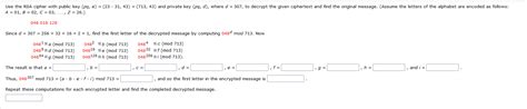 Solved Use The RSA Cipher With Public Key Pq E 23 31 Chegg Com