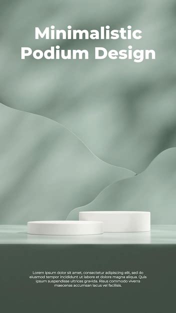 Горно зеленый фон на белом подиуме 3d рендеринг макет на фоне шаблона