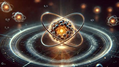Electrons Orbiting An Atom Nucleus Exploring The Microscopic World Of Quantum Physics Stock