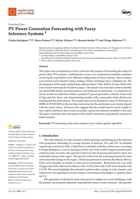 Pdf Pv Power Generation Forecasting With Fuzzy Inference Systems