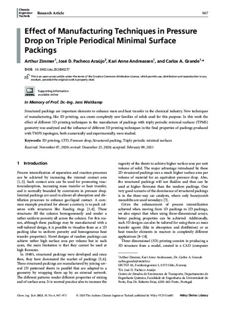 Pdf Effect Of Manufacturing Techniques In Pressure Drop On Triple Periodical Minimal Surface