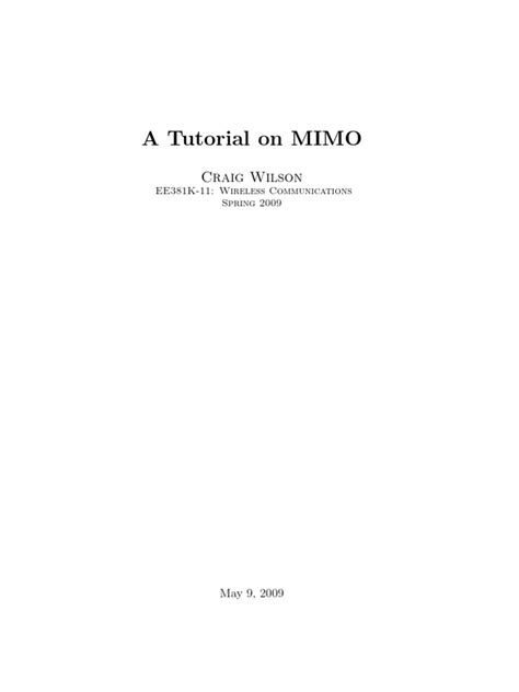 tutorial on mimo pdf mimo radio technology