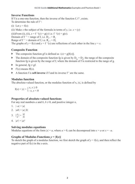 Igcse Guide Additional Mathematics Examples And Practices Book 1 Cpd