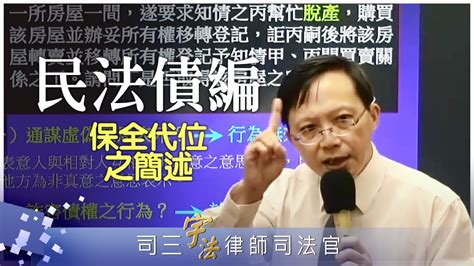 民法債編保全代位之簡述律師司法官司法特考宇法李俊德老師主講 YouTube