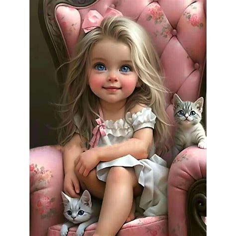 Sweet Big Eyes Girl Full Round Drill