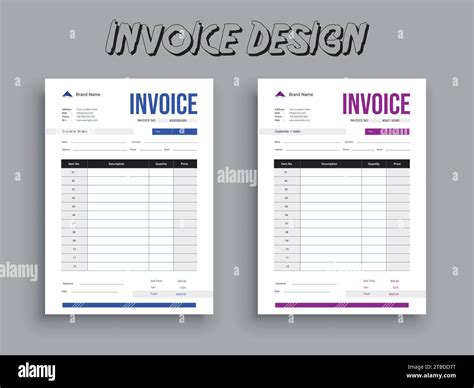 Invoice Design Business Invoice Form Template Invoicing Quotes Money Bills Or Pricelist And