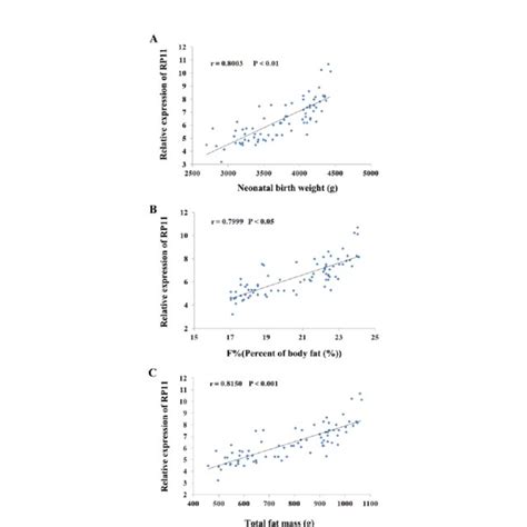 strong positive correlation between relative expression of rp11 gapdh