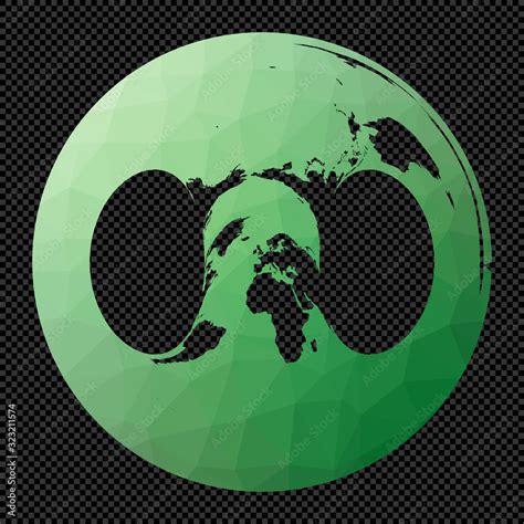 Abstract Digital Map Of World Hammer Retroazimuthal Projection Polygonal Map Of The World On