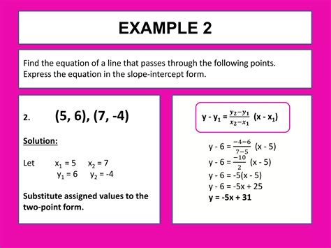 Equation Of The Line Using Two Point Form Pptx