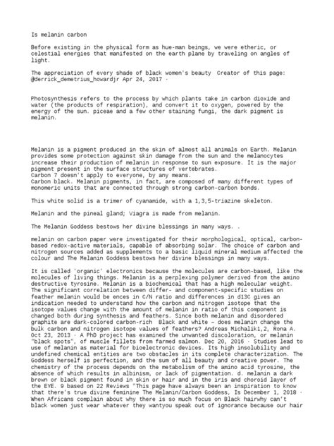 Etheric Melanin Pdf Human Skin Color Carbon