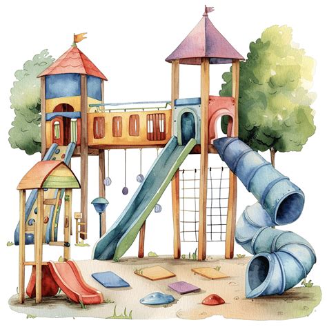 Playground Watercolor Clip Art Watercolor Playground Park Png