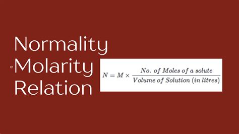 Normality And Molarity Relation Vocation India