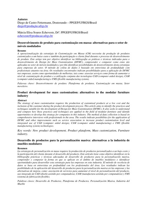Pdf Product Development For Mass Customisation Alternatives To The
