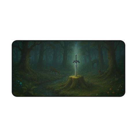 Desk Mat Mystical Forest Sword Gaming Desk Pad Computer Mouse Pad Fantasy Decor Office T