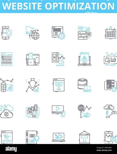 Website Optimization Vector Line Icons Set Optimization Website Seo Analytics Content