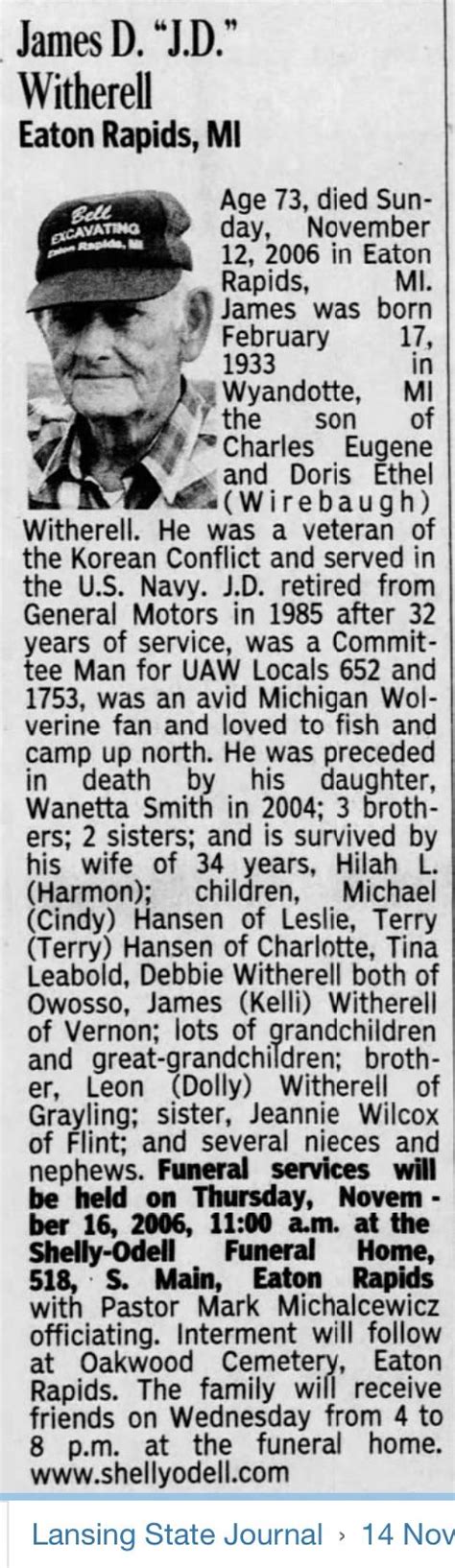 James Deloy “jd” Witherell 1933 2006 Find A Grave Memorial