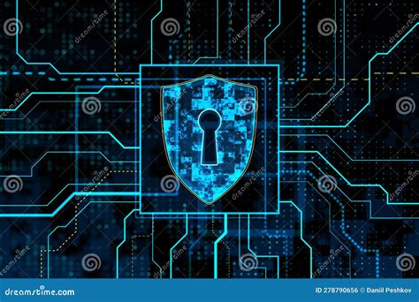 Set Shield With Keyhole Safe Smartphone Fingerprint Scanner Cloud And Shield Identification