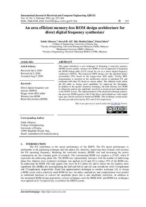 pdf an area efficient memory less rom design architecture for direct