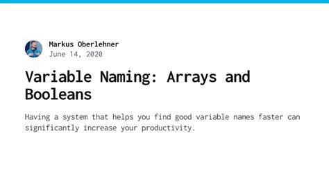 Variable Naming Arrays And Booleans Markus Oberlehner