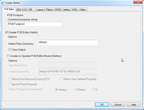 Create Netlist Dialog Box Pcb Design Pcb Design And Ic Packaging