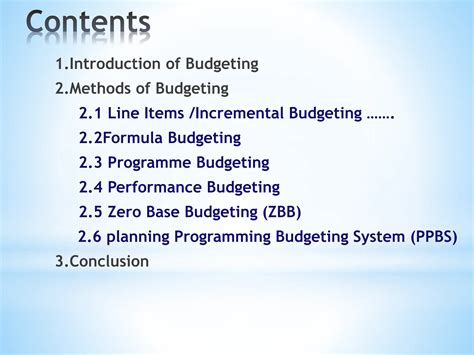 Budgeting Methods And Techniques Different Types Of Budgeting Pptx
