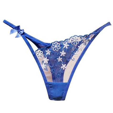Sous Vêtement String Sexy En Dentelle Florale Pour Femmes Culotte En Maille Brodée Sous