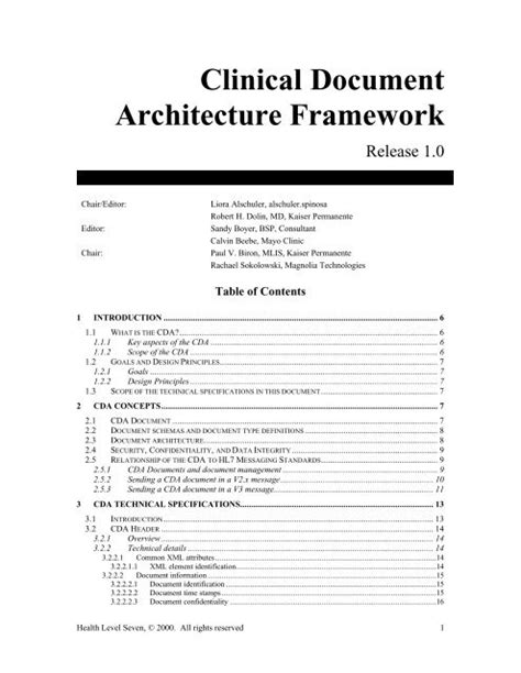 Clinical Document Architecture Framework