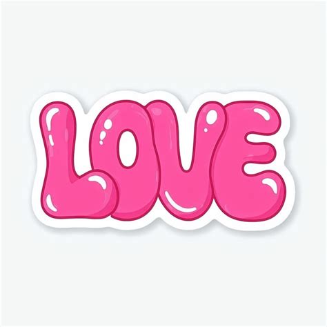 Vibrant Pink Love Bubble Letters Cartoon Sticker Playground