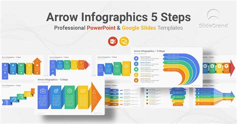 Arrow 5 Steps Infographics PowerPoint Template Designs SlideGrand