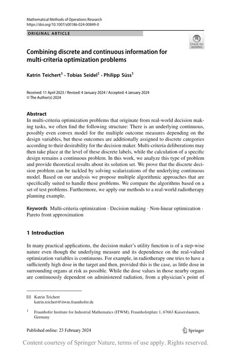 Pdf Combining Discrete And Continuous Information For Multi Criteria