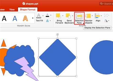 Select Deselect View And Hide Shapes Using The Selection Pane In
