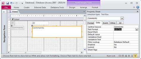 Mysql Does Access Allow Rich Text Formatting Of Attached Odbc Tables Stack Overflow