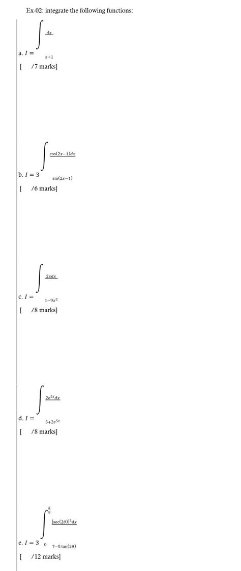 Solved Ex Integrate The Following Functions Chegg