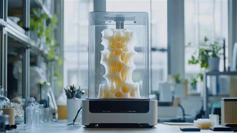 3d Printer Creating Intricate Honeycomb Structure In Modern Laboratory Stock Illustration