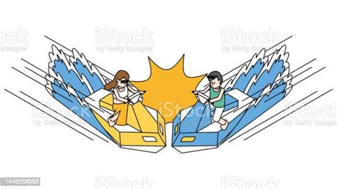 제트 스키 사이의 충돌 사고를 일으킨 남자와 여자의 아이소메트릭 그림 남자에 대한 스톡 벡터 아트 및 기타 이미지 남자