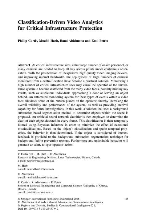 Pdf Classification Driven Video Analytics For Critical Infrastructure Protection