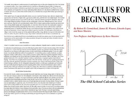 Calculus For Beginners Old School Calculus Book 1 Ebook Carmicheal
