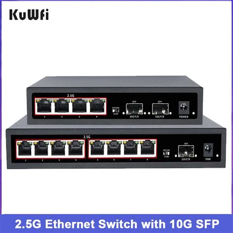 Kuwfi Switch Ethernet Para Cctv E Câmera Ip Nenhum Poe Switch De Rede Gigabit Suporta 10g Sfp