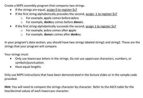 solved create a mips assembly program that compares two