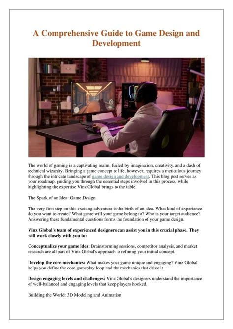 Ppt A Comprehensive Guide To Game Design And Development Powerpoint