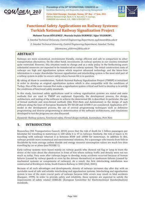 Pdf Functional Safety Applications On Railway Systems Turkish National Railway Signalization