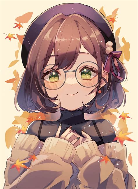 Shirano Akihiro Original Commentary Request Highres 1girl Autumn Autumn Leaves Beret